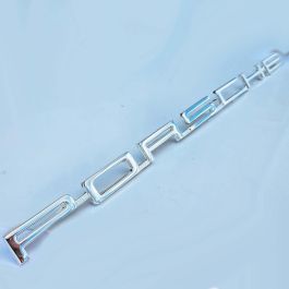 901-559-301-21 One Piece Silver "PORSCHE" Engine Lid Emblem 90155930121