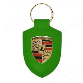 WAP-050-033-0N-WSA Leather Porsche Crest Key Fob Green