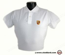 WAP59100S0B White Polo Shirt with Porsche Crest, Small.